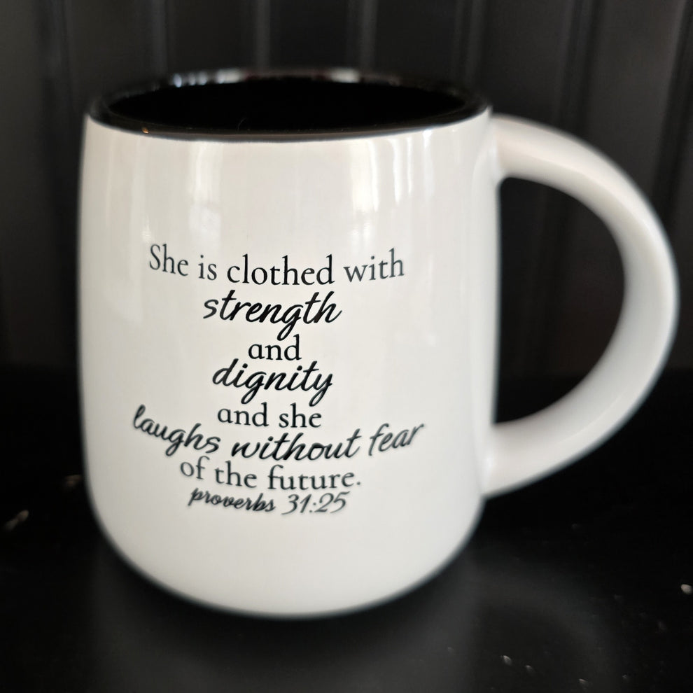 Proverbs 31:25 Coffee Mug – Christian Kitchens